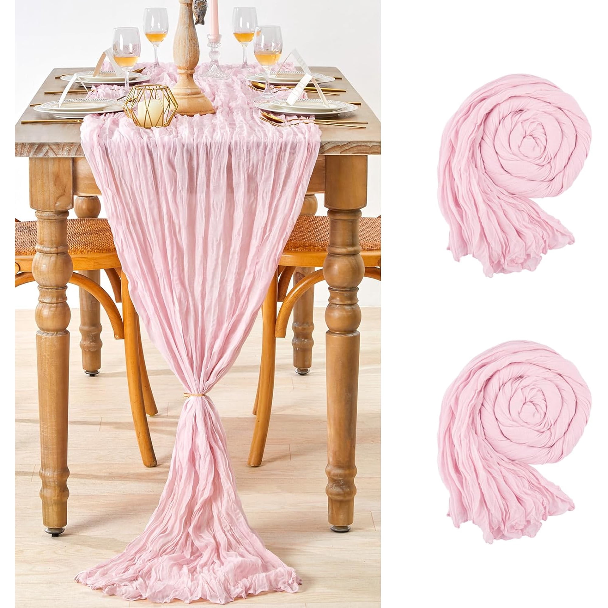 Click here for Unbranded Pink Cheesecloth Table Runner - 2 Packs... prices