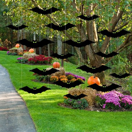 16 Pieces Halloween Hanging Bat Decoration, 2 Sizes and Bright Eyes ...