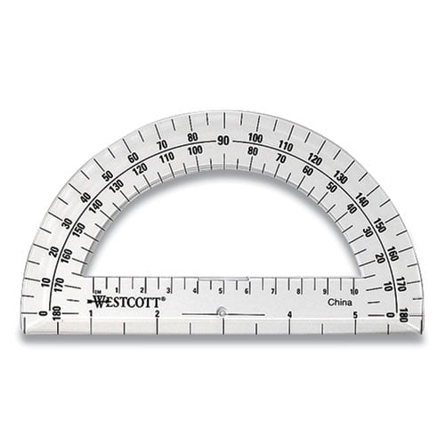 180 Degree Protractor, Plastic, 6" Ruler Edge/180 Degree, Clear ...