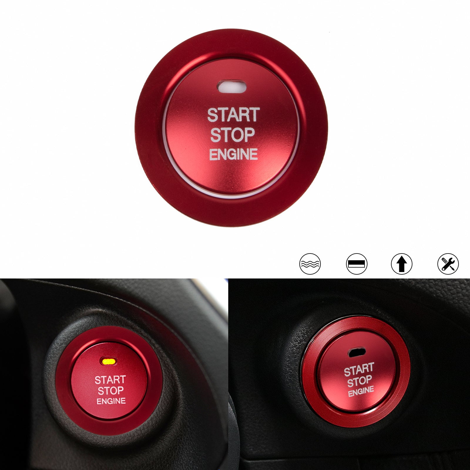 Xotic Tech Glossy Red Aluminum Metal Engine Start Button Trim ...