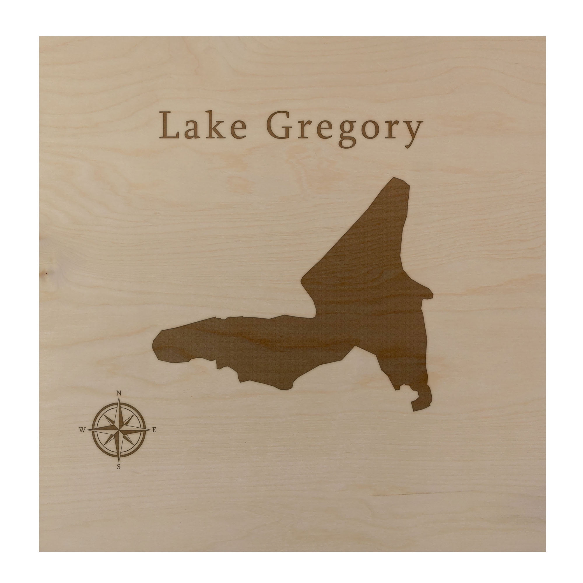 Lake Gregory Map 24x24" Wood Wall Art Office Decor Gift Engraved ...
