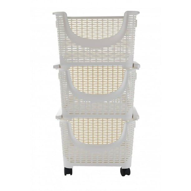 Mind Reader 3 Tier Stackable Storage Containers Rolling Plastic