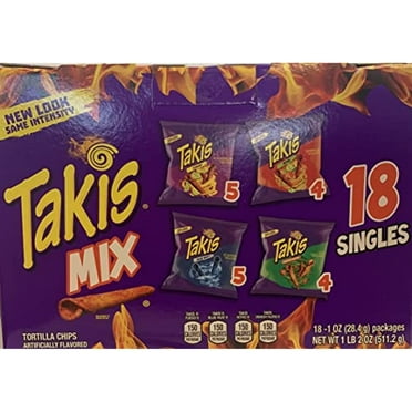 TAKIS Hot Flavor Mix, Assorted Snacks in Variety Bag Pack of 18 Rolled ...