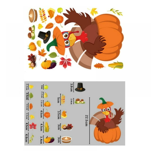 Thanksgiving Window Decorations Fall Clings Stickers Holiday Turkey ...