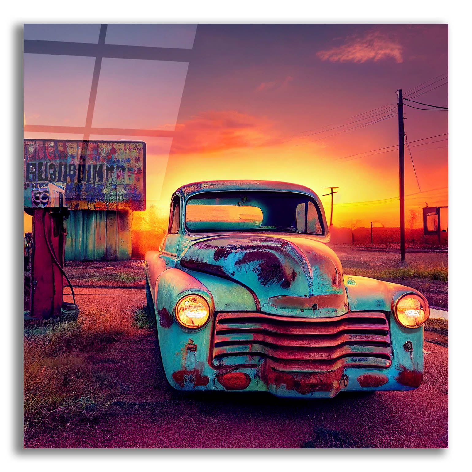 Epic Art 'Route 66 2' by Ray Heere, Acrylic Glass Wall Art, 12"x12 ...