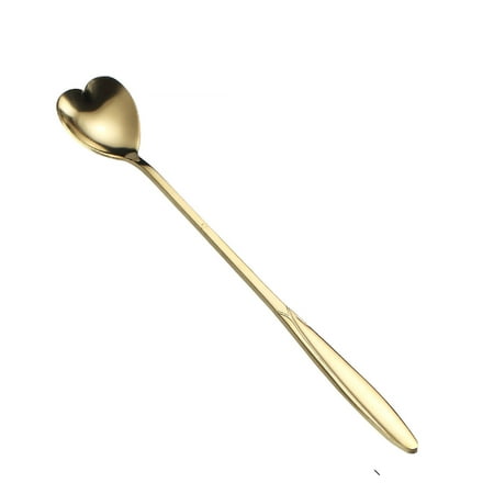 Golden Stainless Steel Spoon Ergonomic Round Dessert Spoon with Long ...