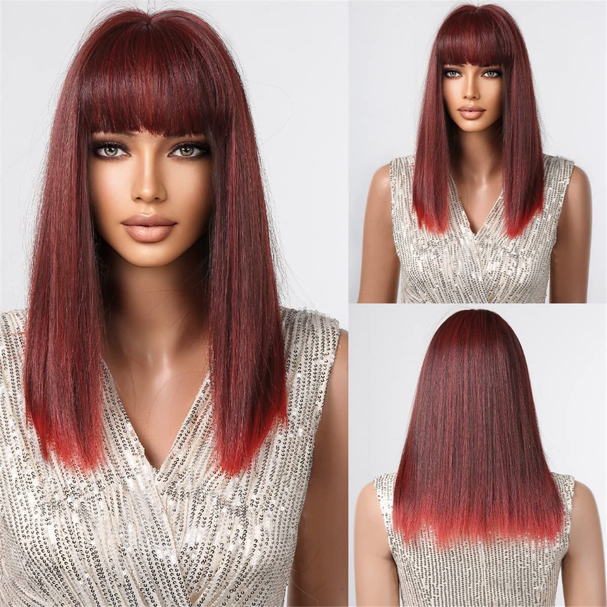 Bob Wigs for Women Synthetic Hair Wigs Short Bob Wigs With Bangs ...