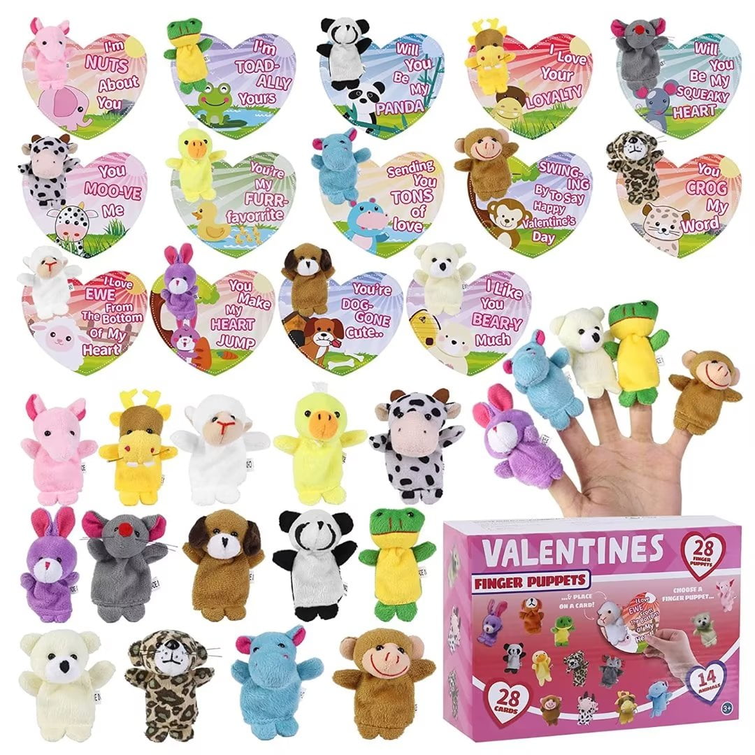 Shininglove 28 Pack Valentines Day Gifts Cards for Kids with Animal ...