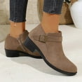 Women’S Casual Solid Color Round Toe Block Heel Ankle Boots Slip On ...