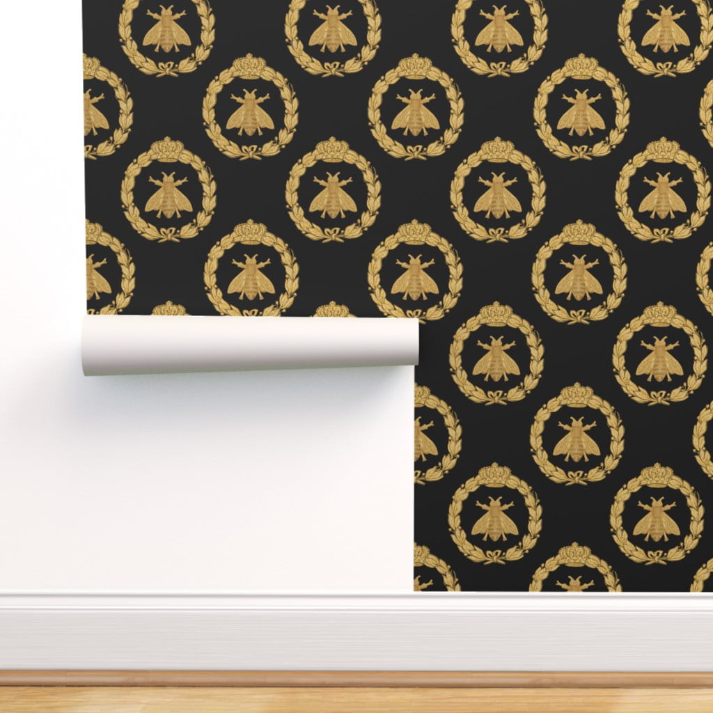 Removable Wallpaper Swatch - Bees Bee Black Classic Gold Honeybee ...