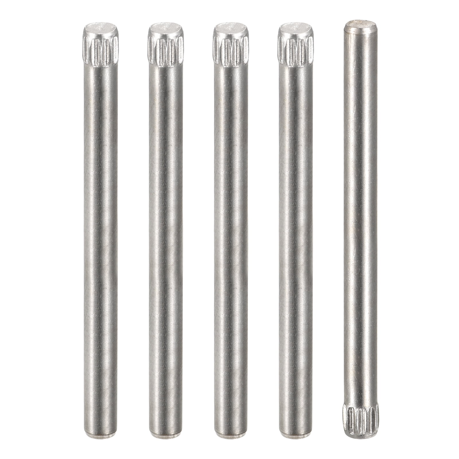 3x40mm 304 Stainless Steel Dowel Pins, 5 Pack Knurled Head Flat End ...
