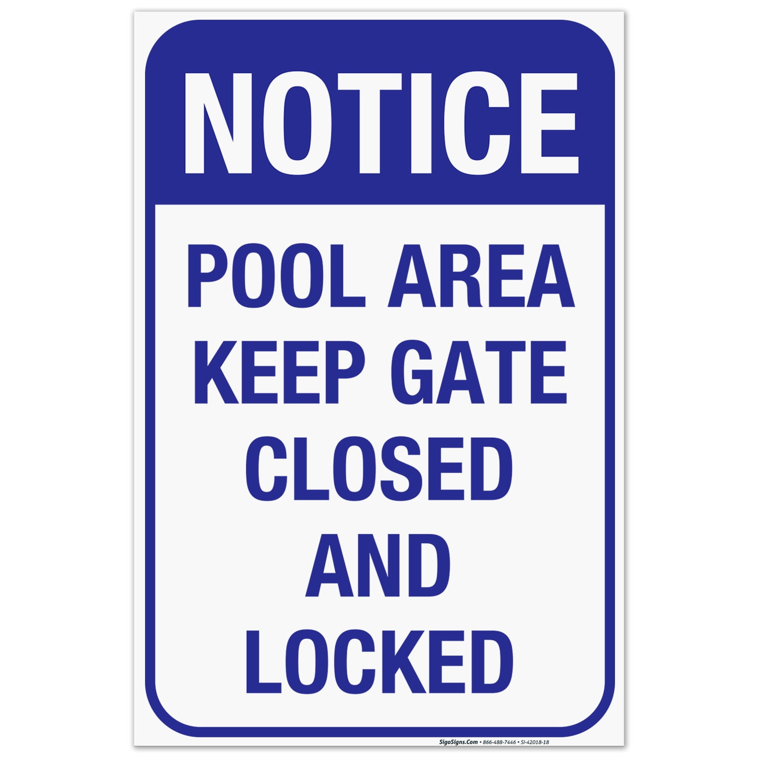 Pool Area Sign, Keep Gate Closed and Locked Sign, Pool Sign, - Walmart.com