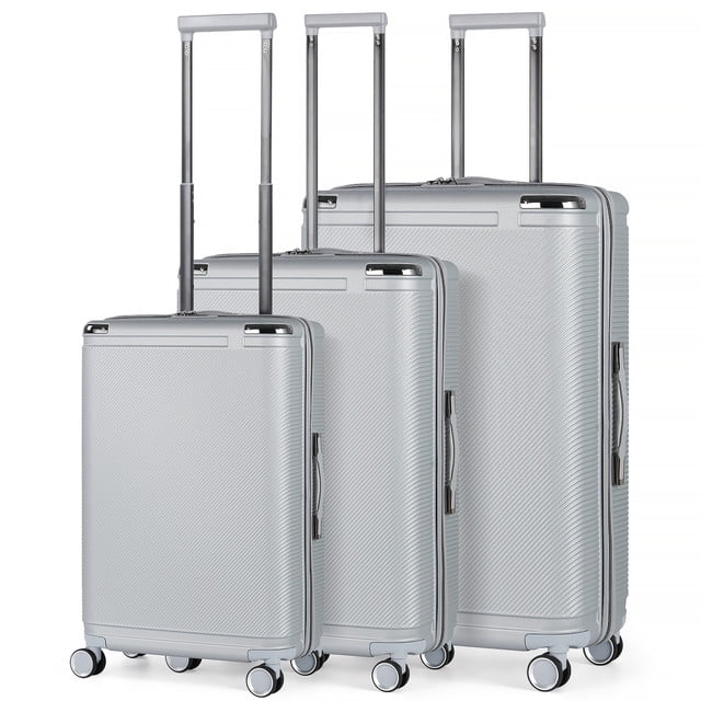 Hikolayae Dorado Collection Hardside Spinner Luggage Sets in Silver, 3 ...