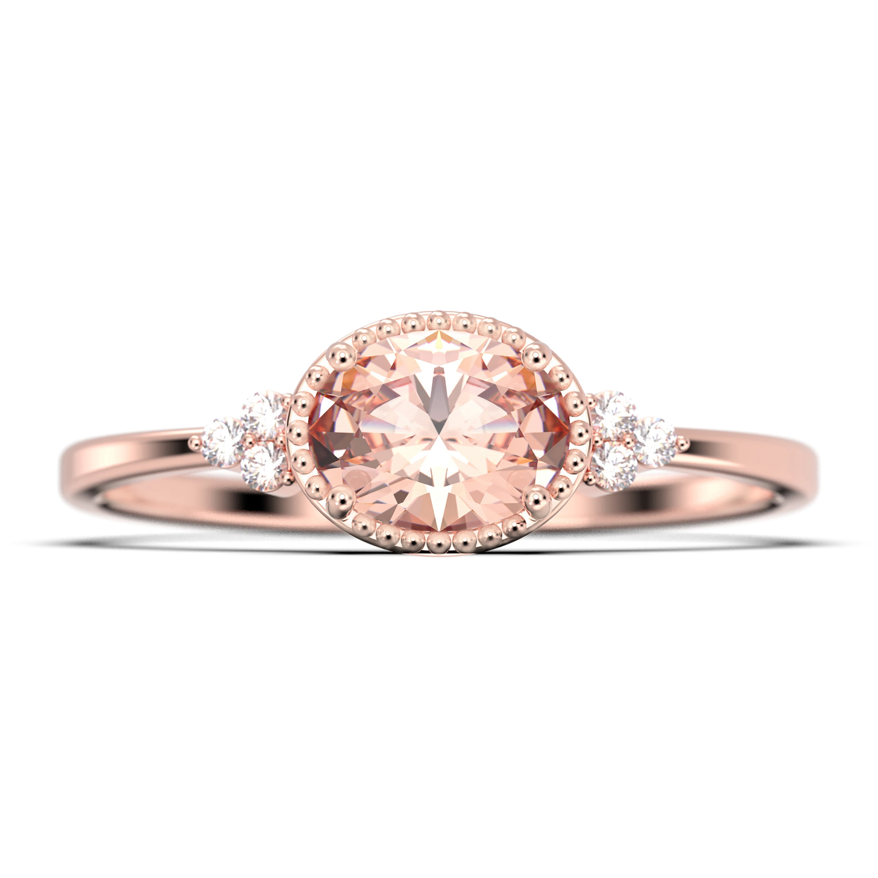 Gorgeous Art nouvea 1.40 Carat Oval Cut Morganite And Diamond ...
