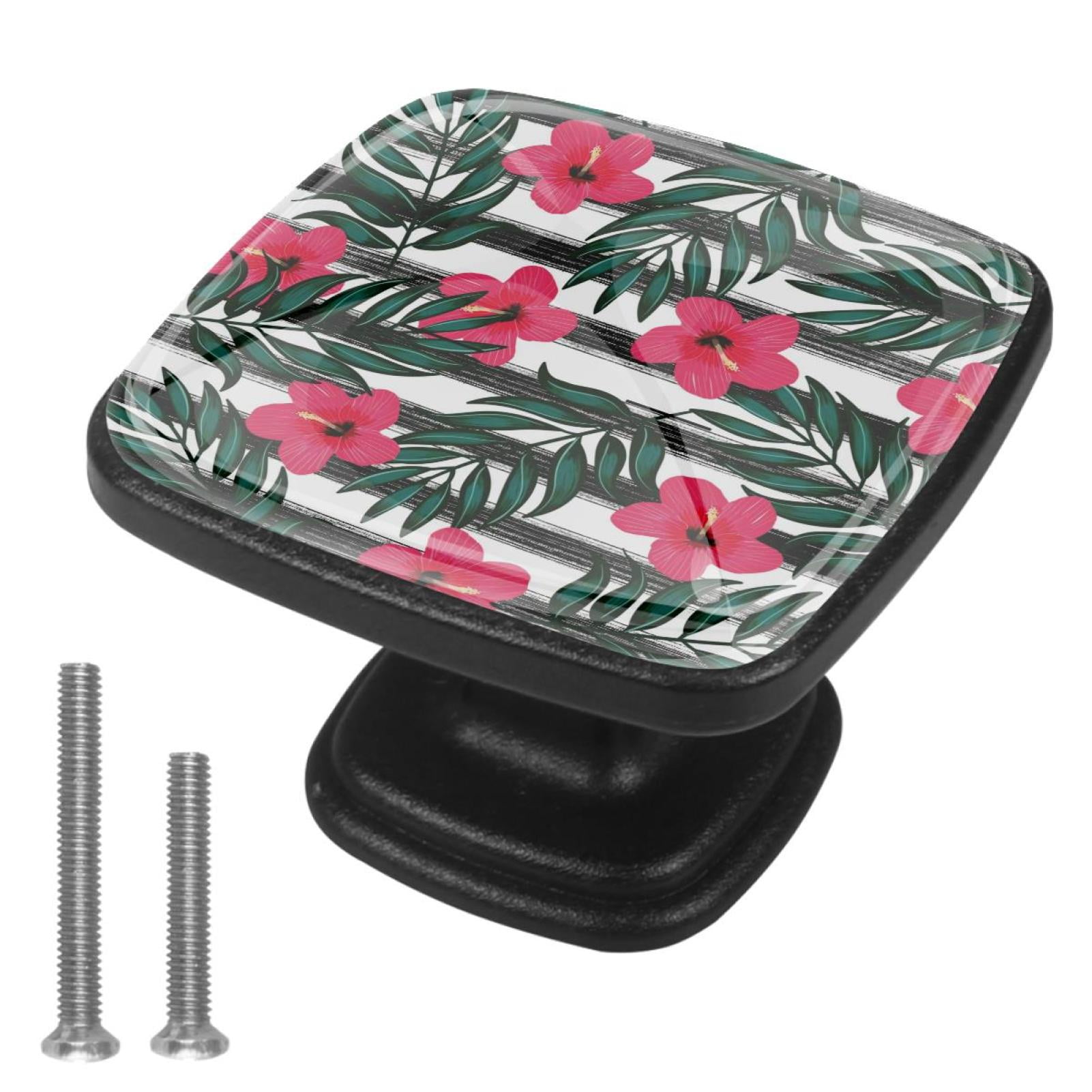 4 Pcs Cabinet Handle Drawer Pulls Tropical Leaves Knobs with Screws ...