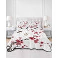 Red Plum Bossom Quilts Bedding Set Full Size Ink Painting Style Birds ...