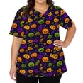 Scrub for Women Short Sleeve V Neck Casual Pumpkin Spiderweb Graphic ...