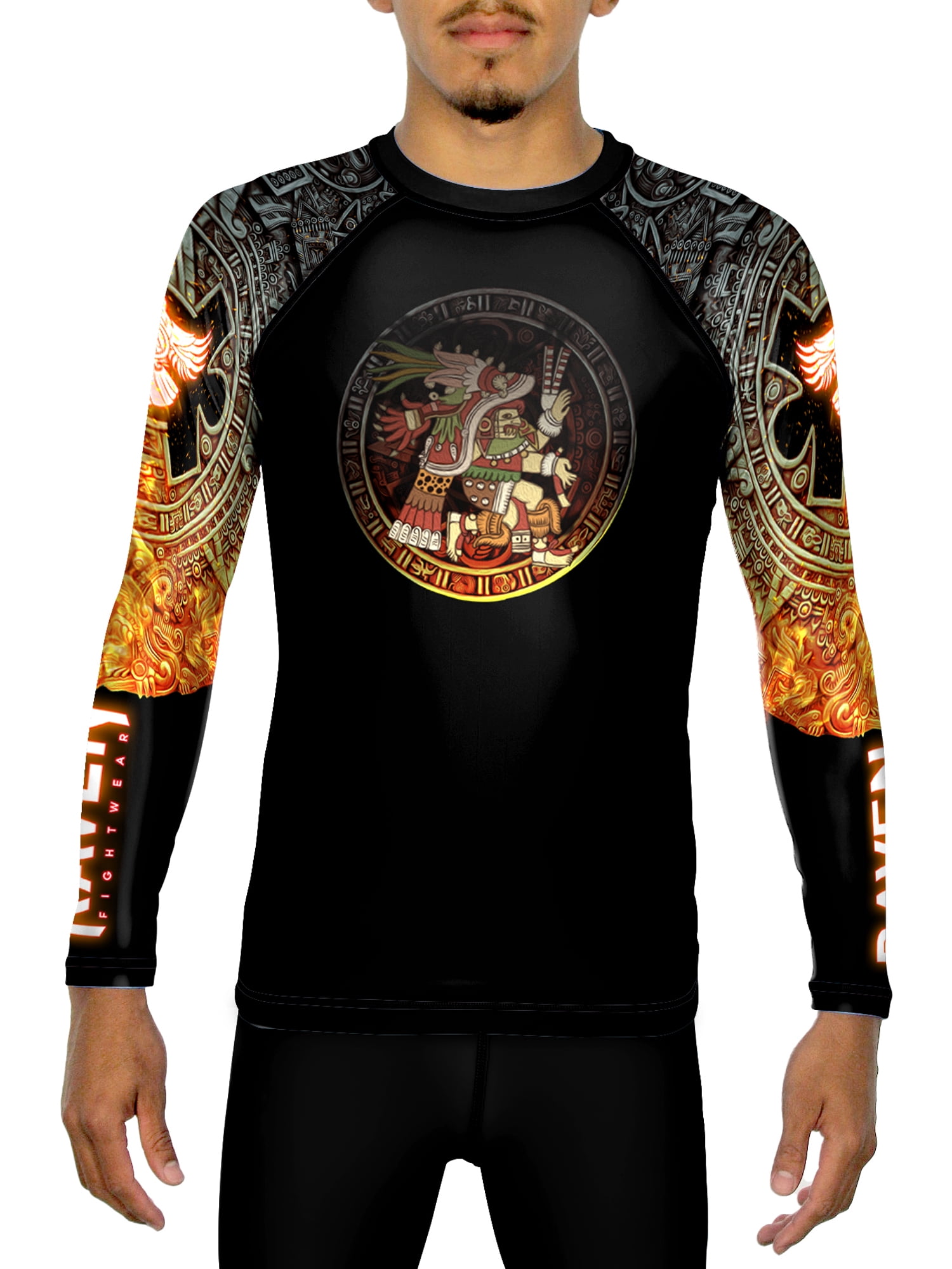 Raven Fightwear Men's Aztec Goddess of Fire Chantico BJJ Rash Guard MMA ...