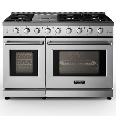 ZLINE 48" Professional 7 Burner Oven Range w/ Cast Iron Grill ...