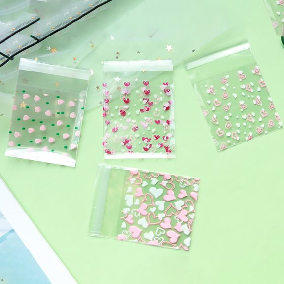 100 PCS Cute Transparent OPP Self Adhesive Cookie Bakery Candy Biscuit ...