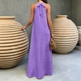 ClodeEU Women's Halter Neck Sleeveless A-Line Maxi Dress,Casual Flowy ...
