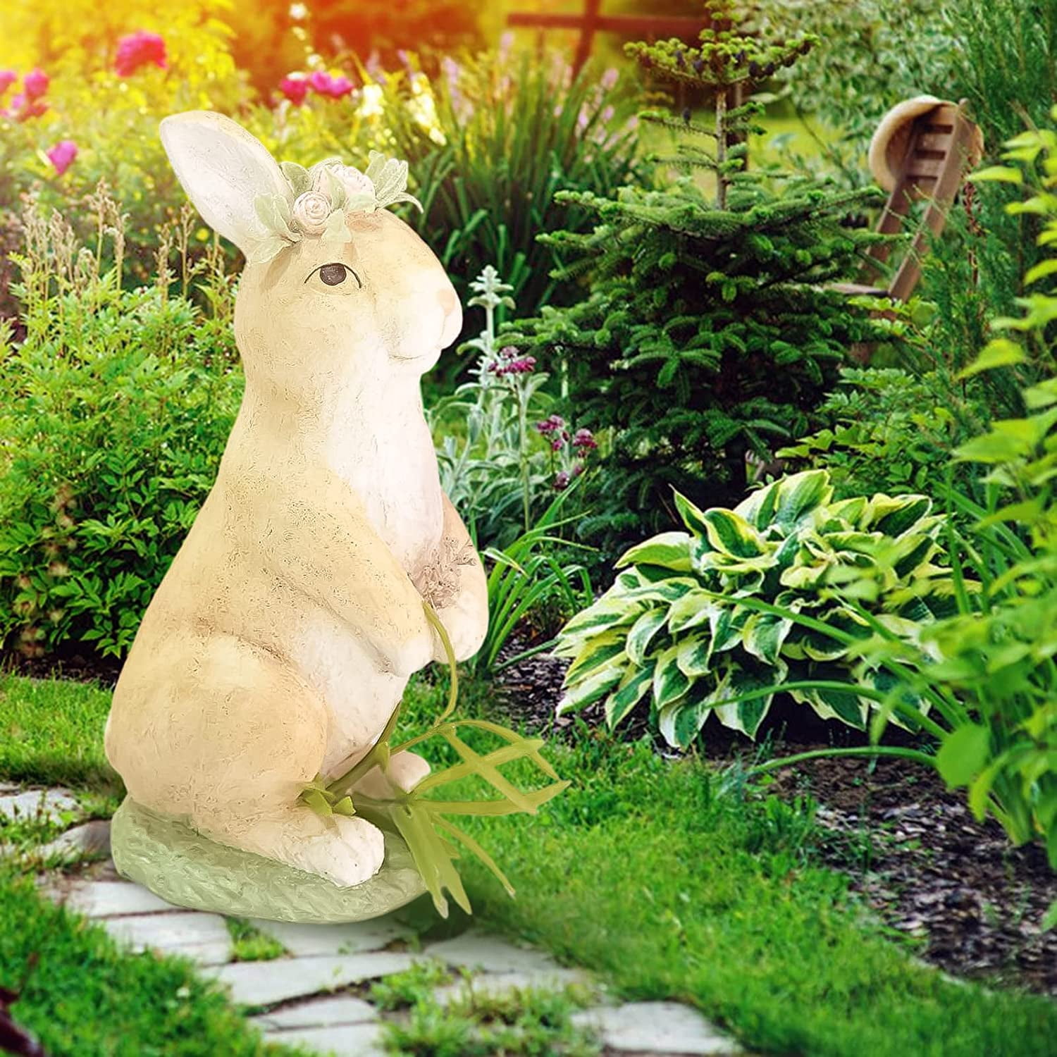 ceramic garden decor Vintage cute garden bunny animal statue for ...