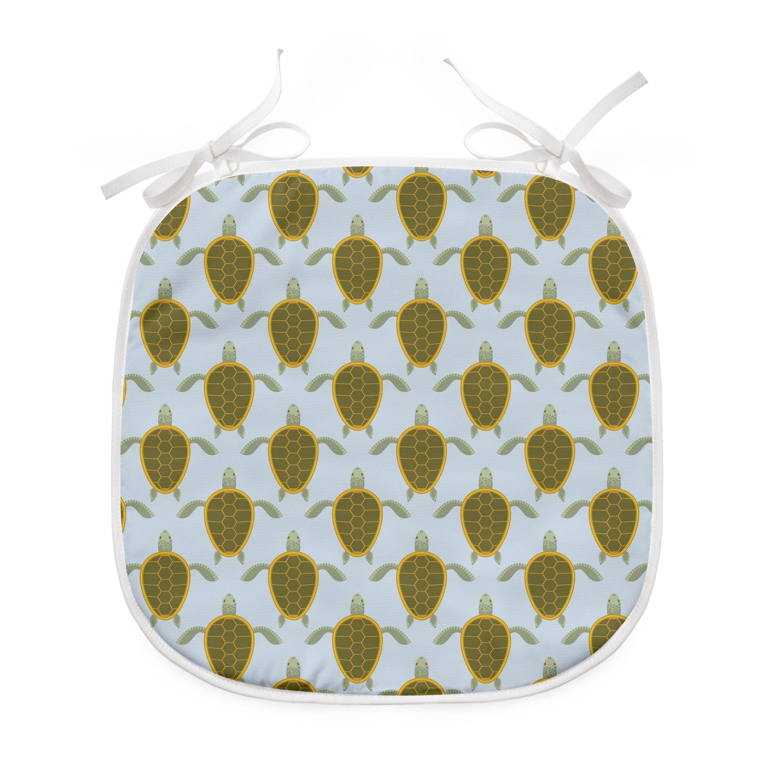 Turtle Dining Chair Pad, Flock of Sea Turtles with Geometric Shells ...