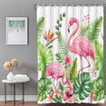 Bathroom Shower Curtain Wild Tropical Flamingo Monstera Leaf Waterproof ...
