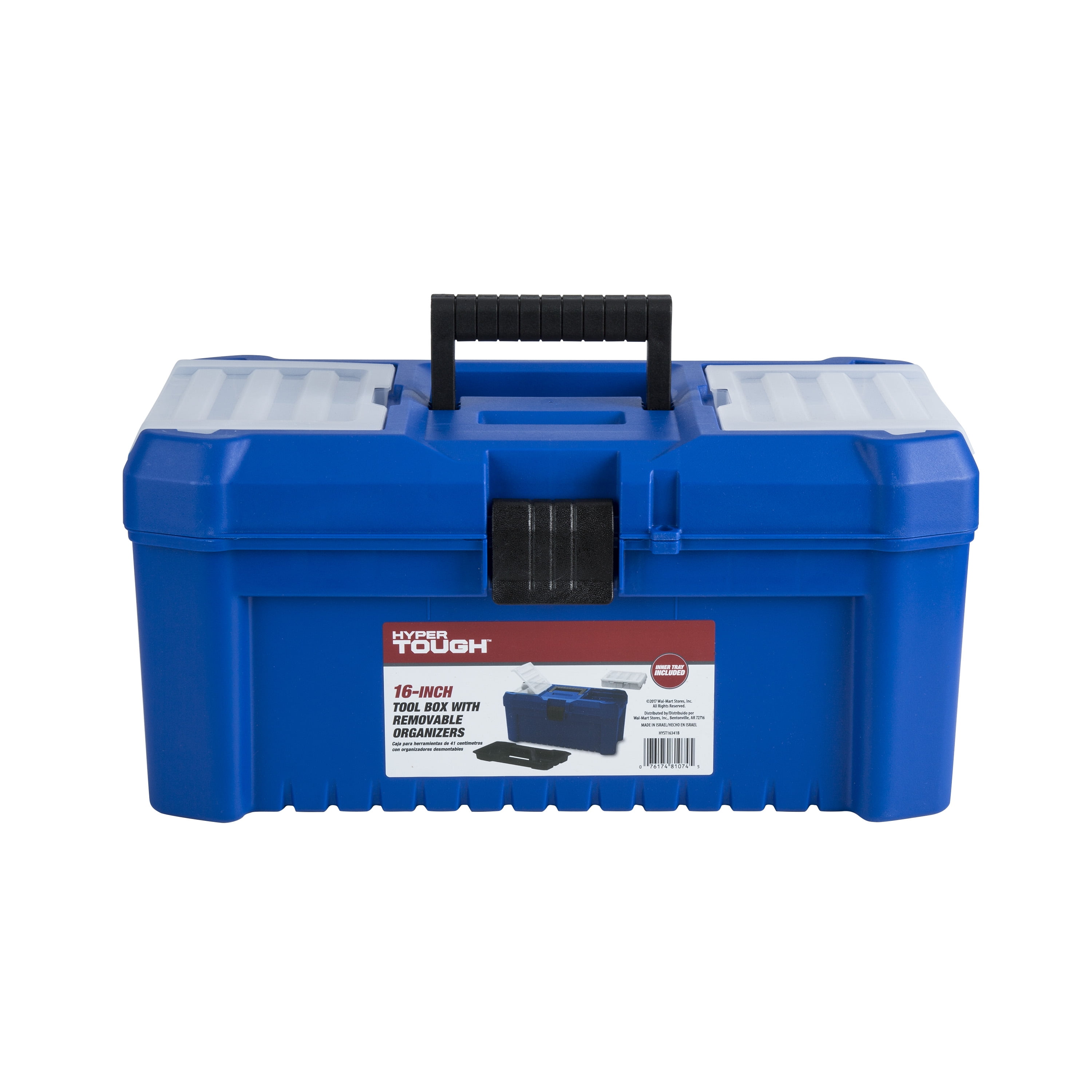 Hyper Tough HYST16341B Blue 16" Toolbox with Organizer - Walmart.com