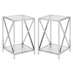 Home Square 12" Modern Crystal Mirrored End Table in Clear - Set of 2 ...