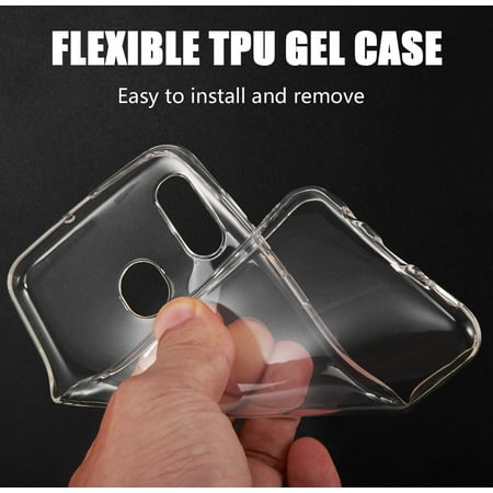 Case for Galaxy A20, Clear Transparent See-Thru Flex Gel TPU Skin Slim ...
