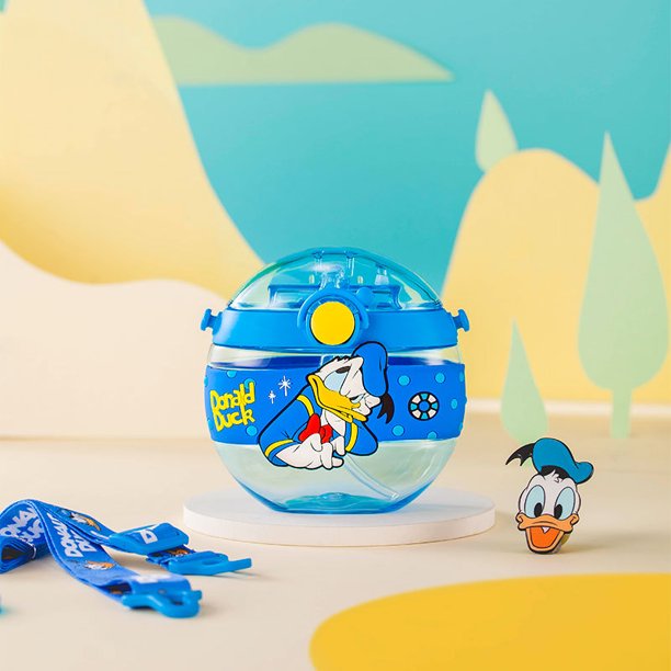 Summer Disney New Children's Plastic Straw Cup Blue Donald Duck 420ml ...