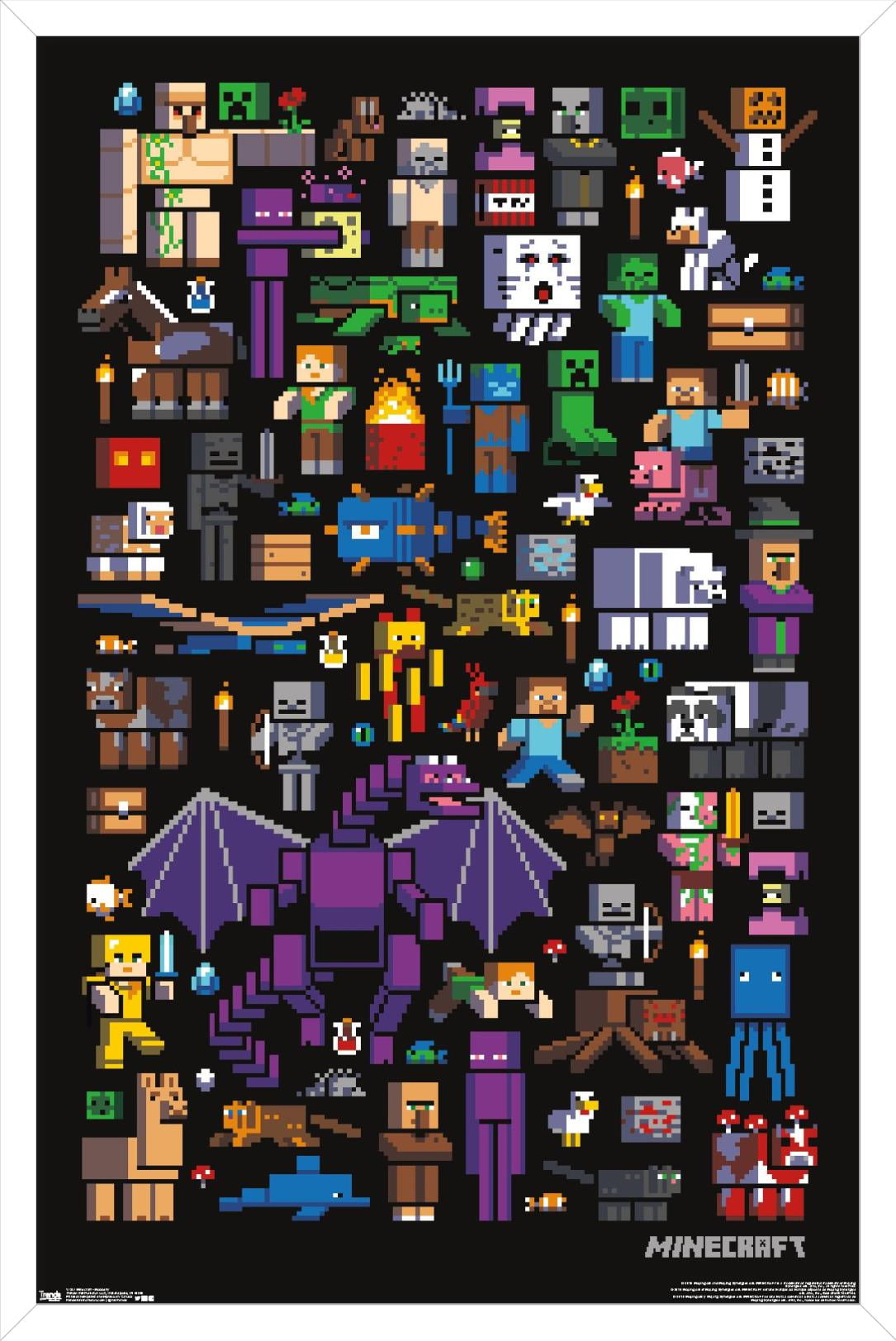 Minecraft - Mobbery Wall Poster, 14.725" x 22.375", Framed - Walmart.com