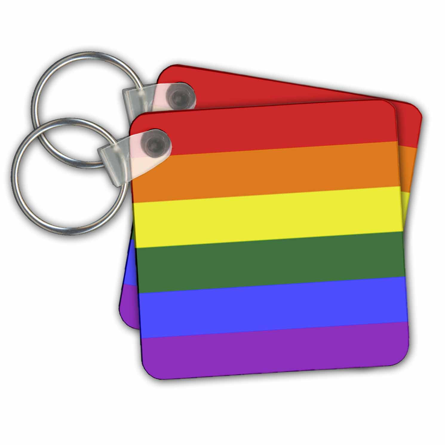 3drose Rainbow Flag Gay Lesbian Pride Icon Key Chains 2 25 By 2 25