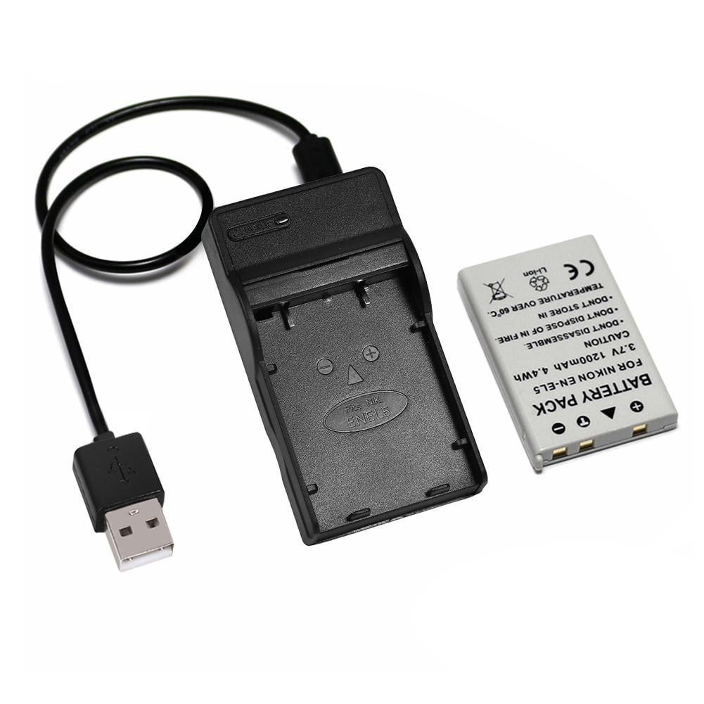 Garosa Battery USB Cable Charger EN-EL5 for Nikon Coolpix P510 P520 ...