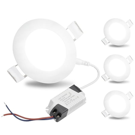 Yescom 4 Pack 3 Inch LED Recessed Light Ultra-thin Ceiling Light Panel ...