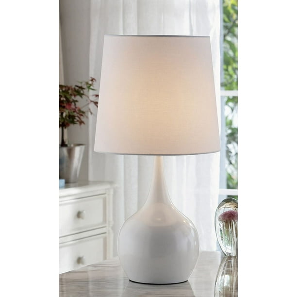 23.5" NIYOR POWDER WHITE MID-CENTURY MODERN TOUCH ON METAL TABLE LAMP ...