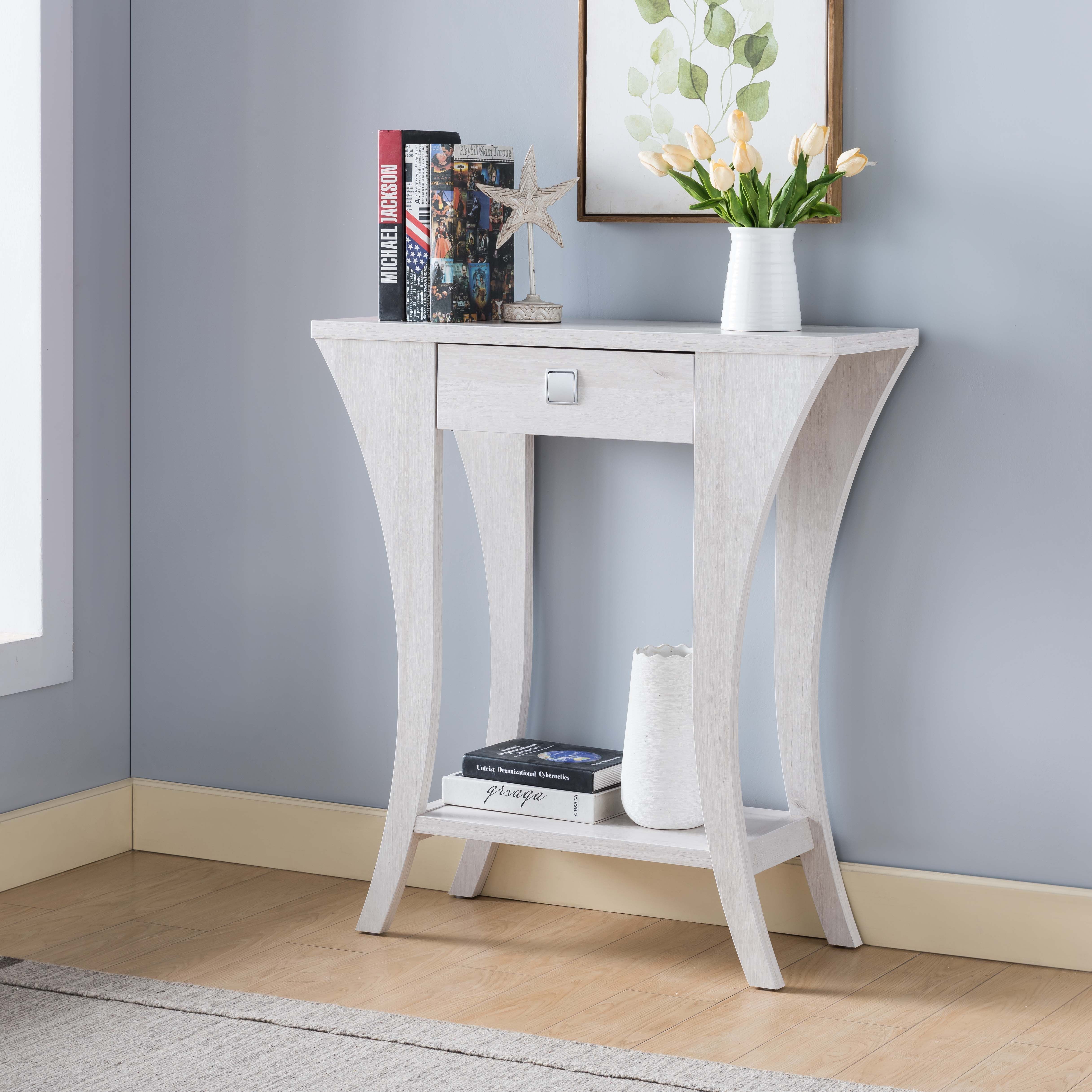 ICE ARMOR White Oak Console Table with Drawer & Bottom Storage Area E ...