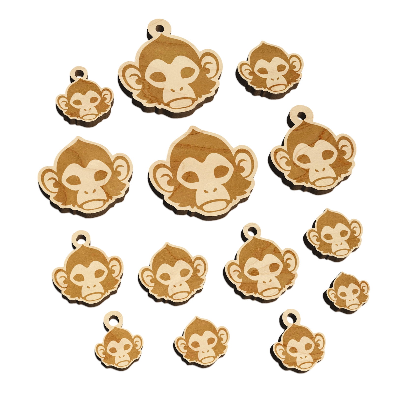 Capuchin Monkey Head Wood Mini Charms Shapes DIY Craft Jewelry - With ...