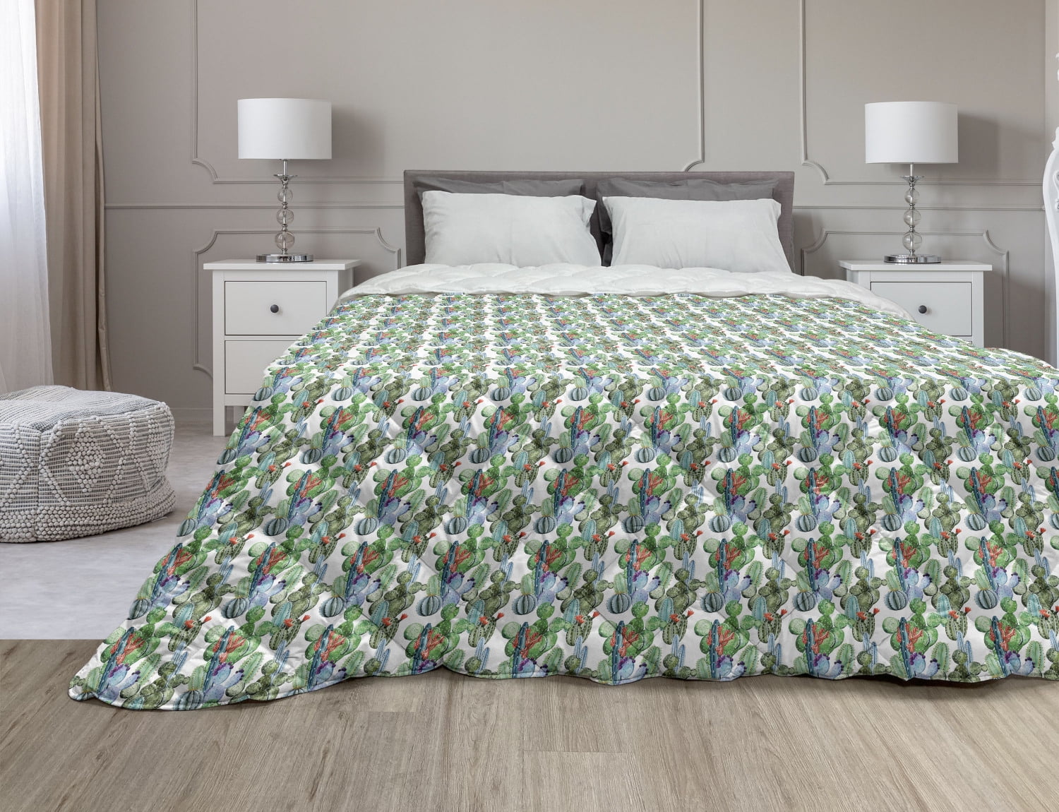 Cactus Down Alternative Comforter, Colorful Pattern of Succulent Plants ...