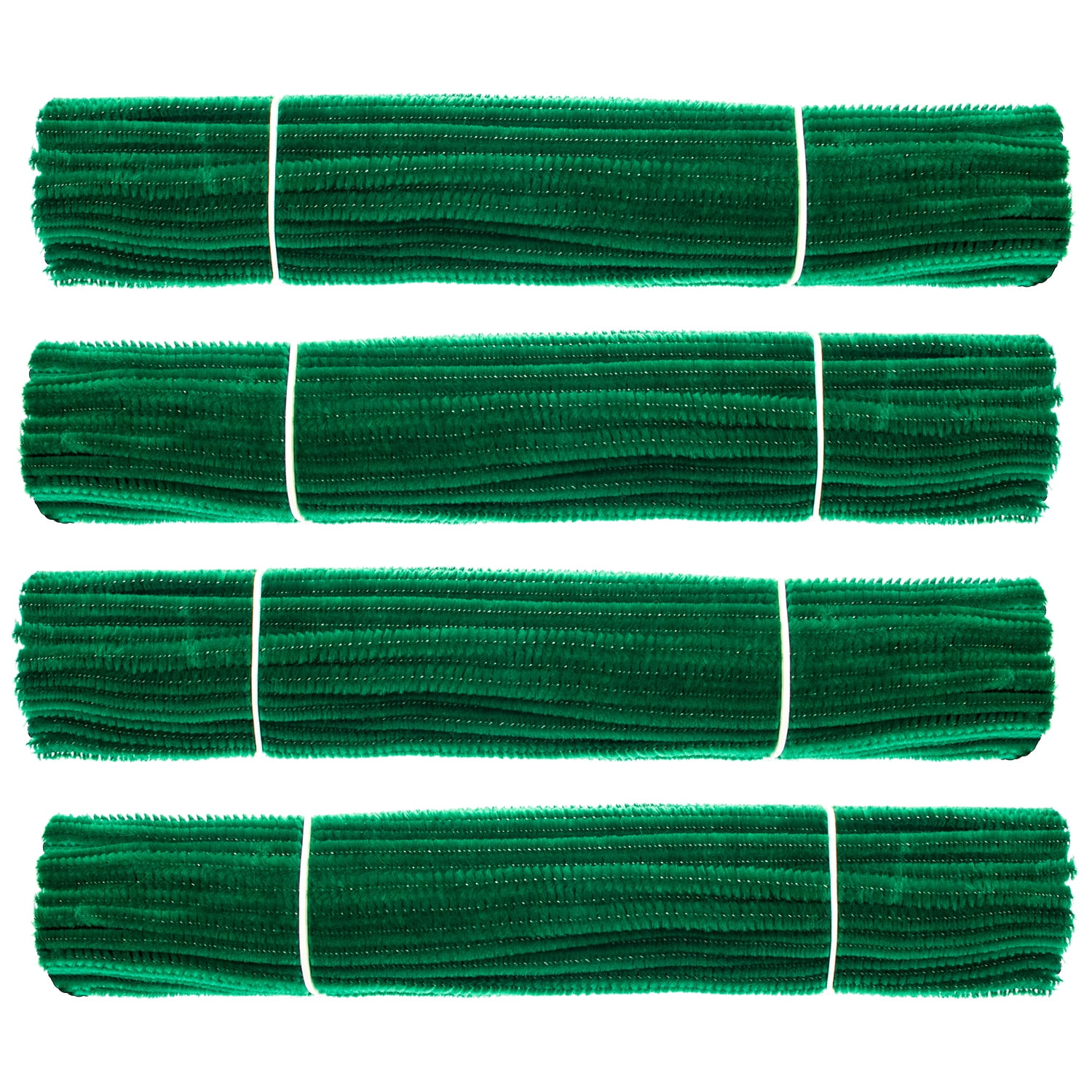 Rexero Long Soft Pack of 400 Green Chenille Stem Pipe Cleaners for DIY ...