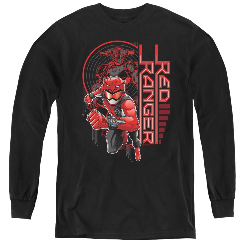 Power Rangers Red Ranger Youth Long Sleeve T-Shirt Black - Walmart.com