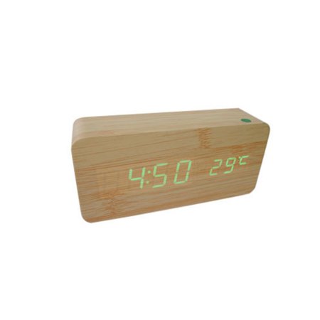 Smart Bamboo Wooden Electronic Digital Alarm Clock Sound Control clock ...