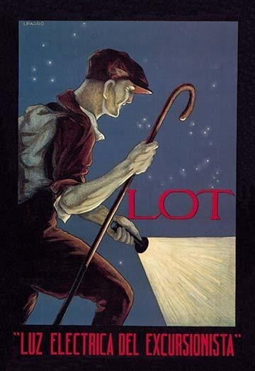 Spanish advertising poster for a portable light, a flashlight, made my ...