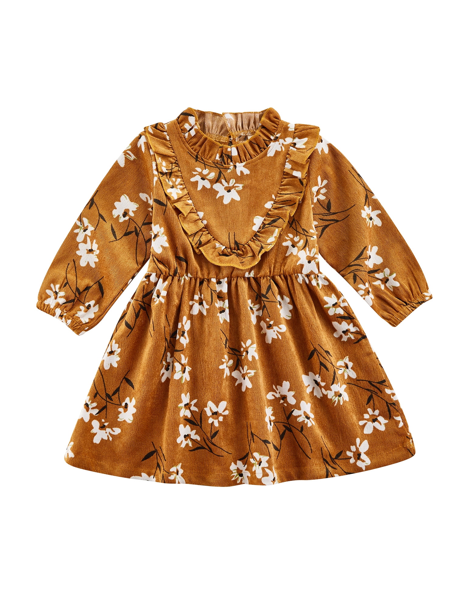 Seyurigaoka Toddler Girls Fall Dress, Long Sleeve Ruffle Floral Print ...