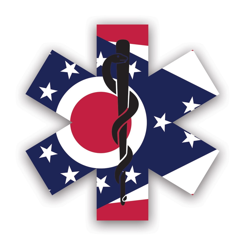 Ohio Star of Life Flag Sticker Decal - Self Adhesive Vinyl ...