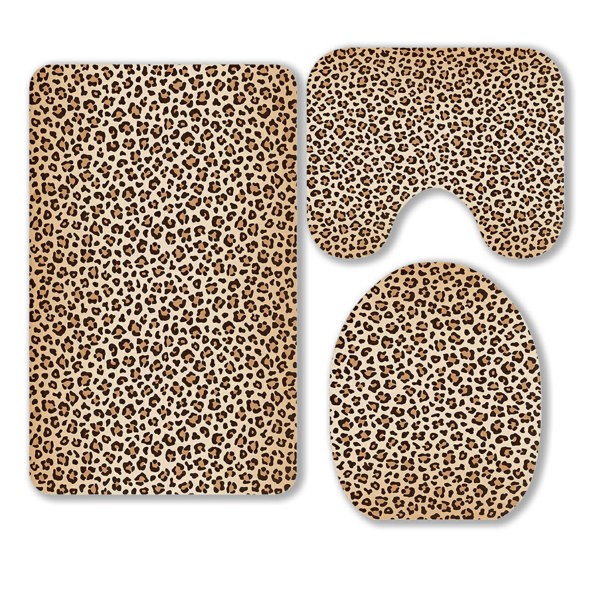 ECZJNT Leopard texture brown beige with darker border 3 Piece Bathroom ...