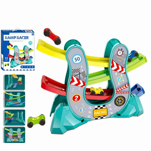 Chok Blue Car Ramp Toys for Toddlers 1 2 3 Year Old Boy, Race Track Car ...