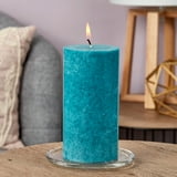 Mainstays Unscented Mottled Pillar Candle Teal 3x6 Inch Decorative ...