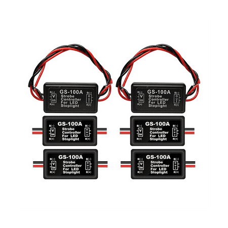 GS-100A Brake Light Flasher Module, DC 12-24V 2A 24W High Brake Controller Tail Lamp Safety ...